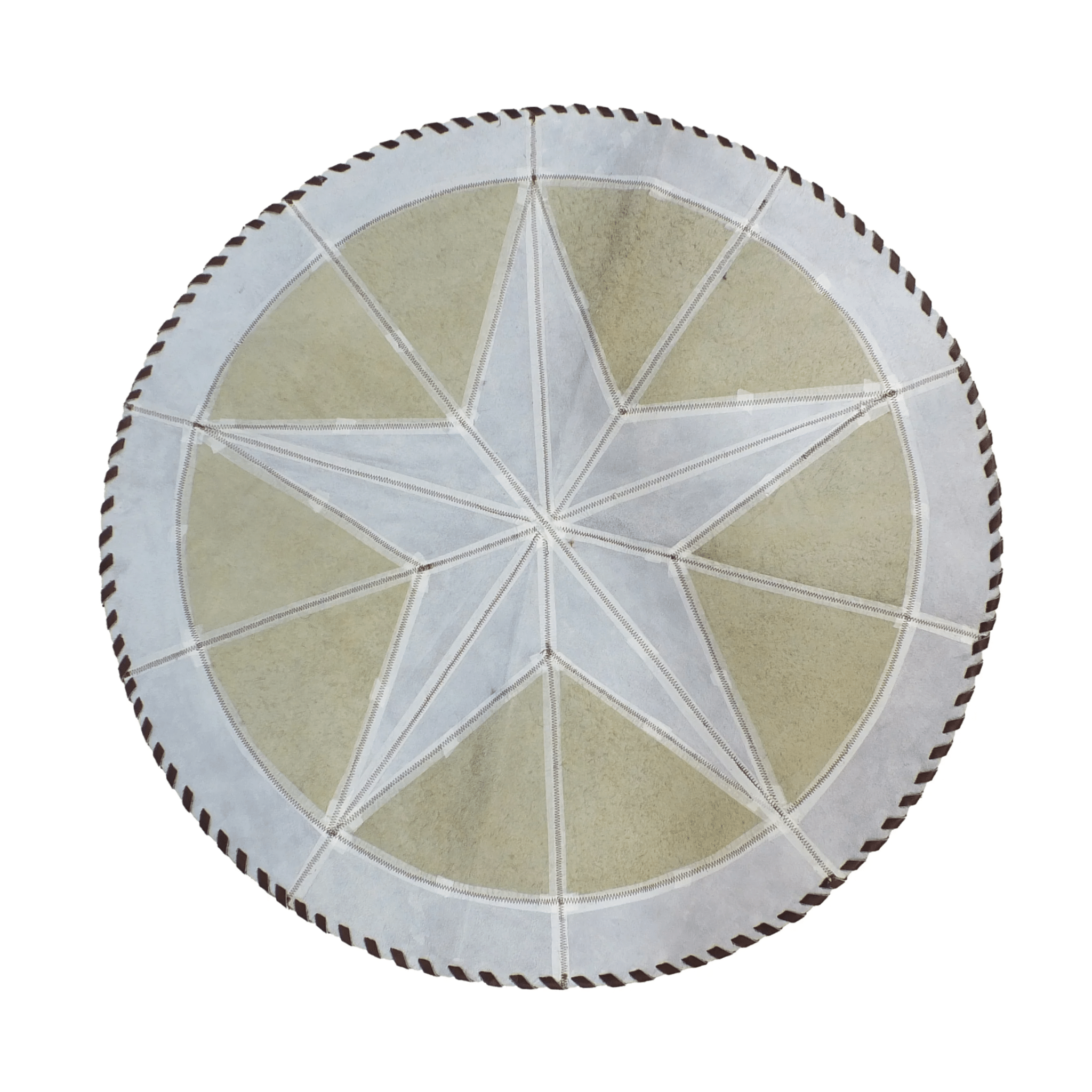Round Western Rug - Cowhide Star & Edge, Bison Fill (Tricolor) – Hides ...