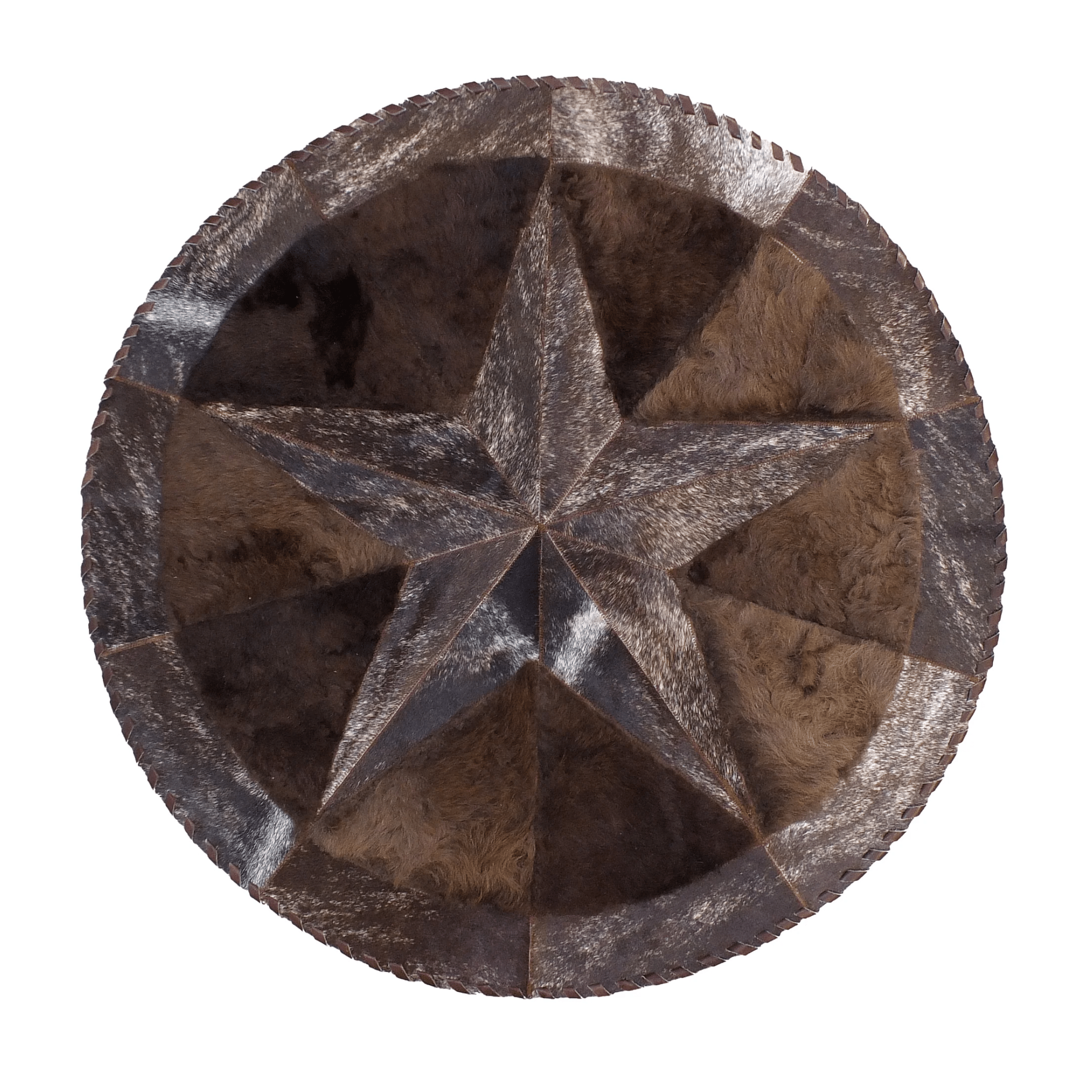 Round Western Rug - Cowhide Star & Edge, Bison Fill (brindle) – Hides ...